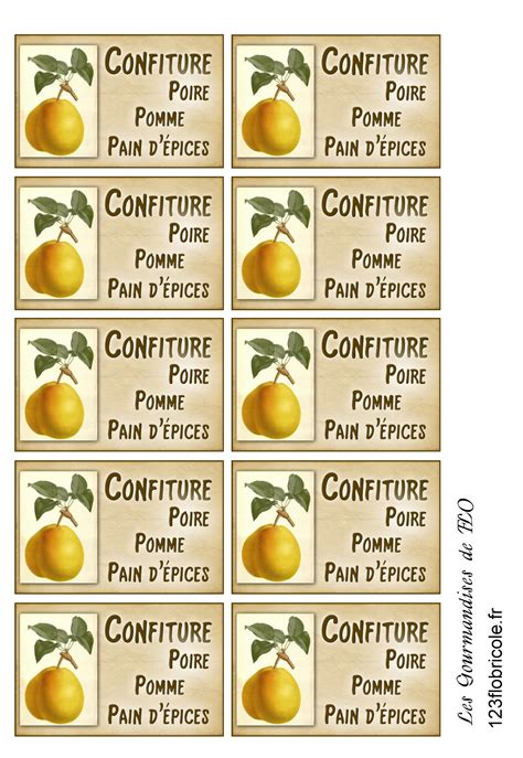 Confiture poire pomme pain d épices étiquettes 123 Flo bricole