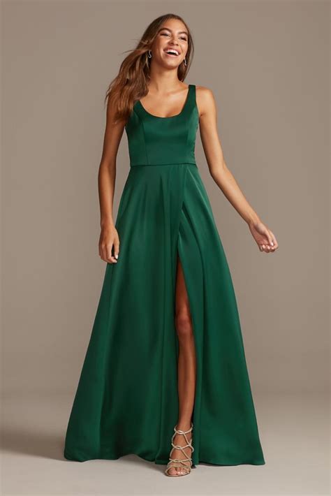 Crepe Back Satin Scoop Tank Bridesmaid Dress Style F20098 Juniper 16