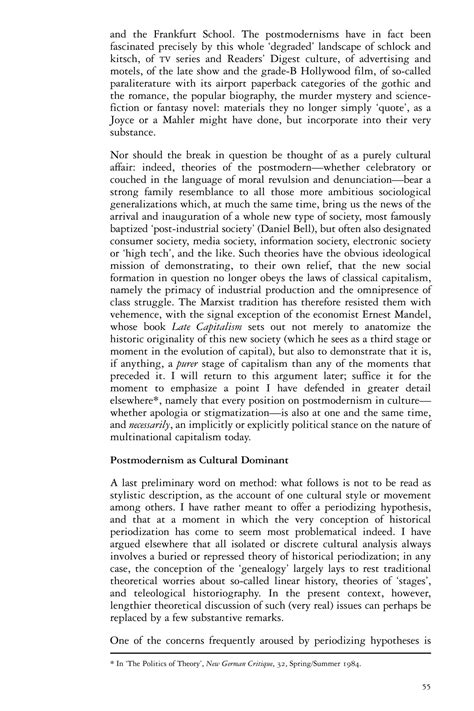 Solution Postmodernism Or The Cultural Logic Of Late Capitalism