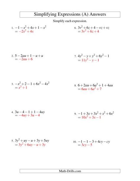 simplifying algebraic expressions with two variables and five terms addition and subtraction a