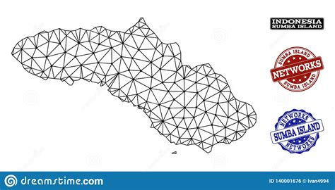 Red Poligonal Mesh Vector Map De Los Sellos Del Grunge De La Isla Y De