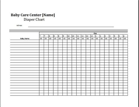 Care Center Diaper Chart Diaper Chart Daycare Forms Preschool