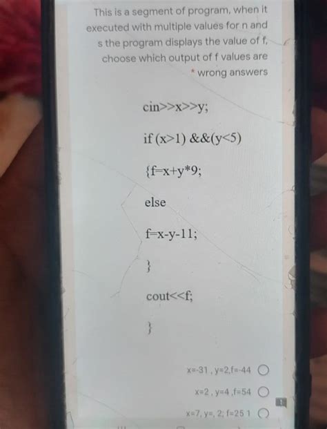 solved this is a segment of program when it executed with