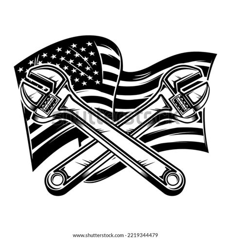 Illustration Crossed Pipe Wrenches On Us Stock Vector Royalty Free