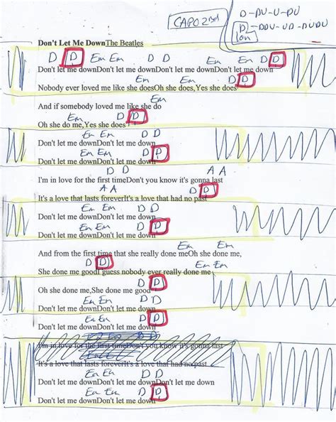 Don T Let Me Down The Beatles Guitar Chord Chart Capo 2nd Fret