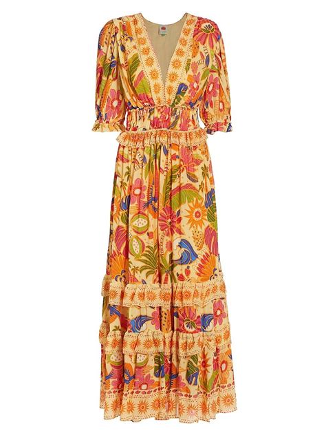 FARM Rio Rio Tapestry Floral Maxi Dress In Orange Lyst