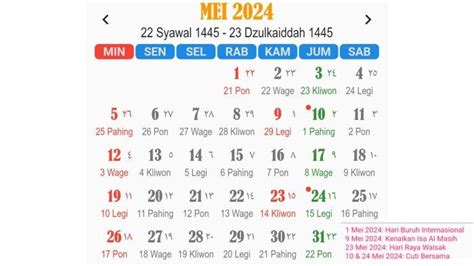 Kalender Jawa Hari Ini 24 Mei 2024 Tanggalan Jawa Jumat Legi