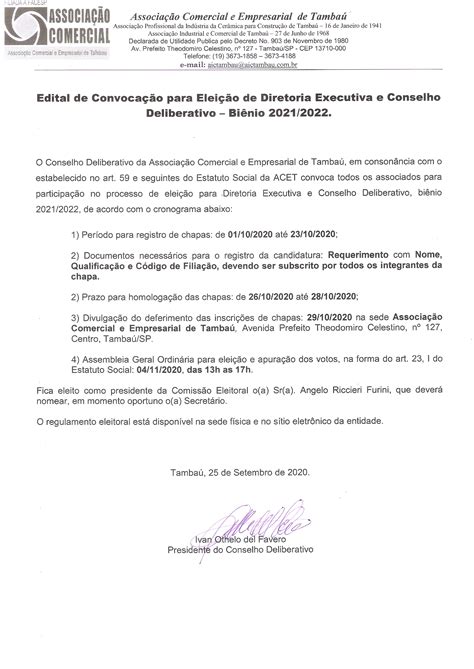Edital de convocação diretoria biênio 2021 2022 Associação