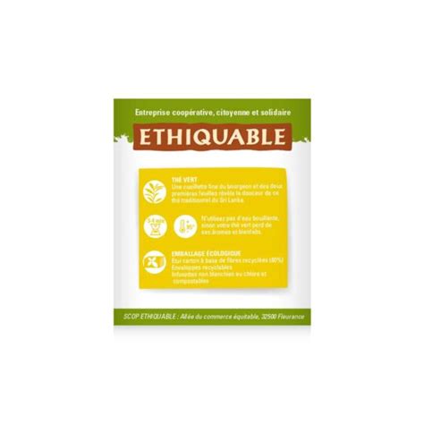 Thé vert gingembre citron vert Ceylan Bio ETHIQUABLE la boite de 20