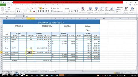 Kardex En Excel Peps