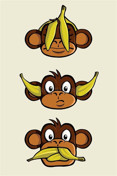 Three Wise Monkeys Stock Vector Illustration Of Jungle
