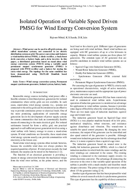 pdf isolated operation of variable speed driven pmsg for wind energy conversion system