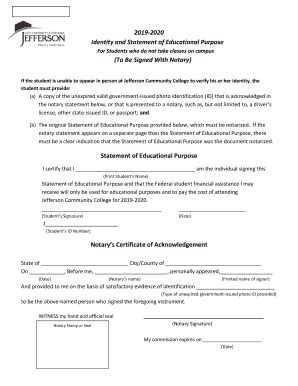 Fillable Online Identity And Statement Of Educational Purpose