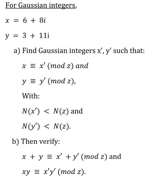 solved using the gaussian integers find x and y in terms