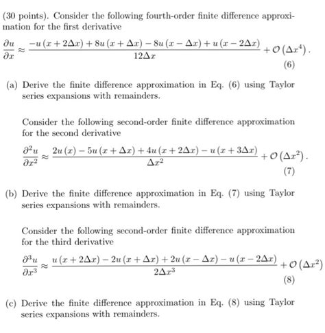 solved consider the following fourth order finite difference