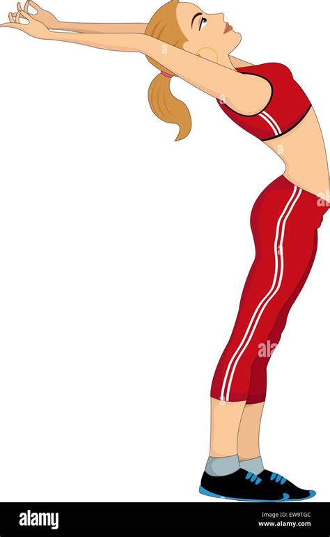 Ejercicio mujer haciendo estiramientos ilustración vectorial Imagen