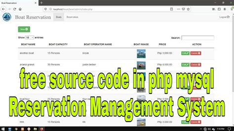 free source code in php mysql reservation management system youtube