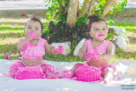 Ensaio Infantil Smash The Cake Kemilly E Kamilly No Parque De