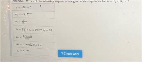 Solved Exercise Which Of The Following Sequences Are Chegg