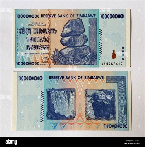 Reserve Bank Of Zimbabwe One Hundred Trillion Dollars Bank Note Stock