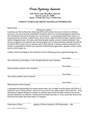 Fillable Online Consent To Release Information Florida Psychiatry