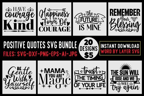 Positive Quotes SVG Bundle Vol 2 Bundle Creative Fabrica
