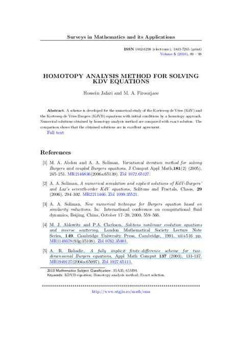 pdf homotopy analysis method for solving kdv equations hossein jafari