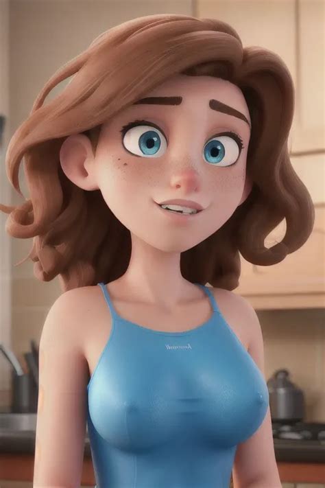 Dopamine Girl Years Old Short Wavy Brown Hair Blue Eyes Cute