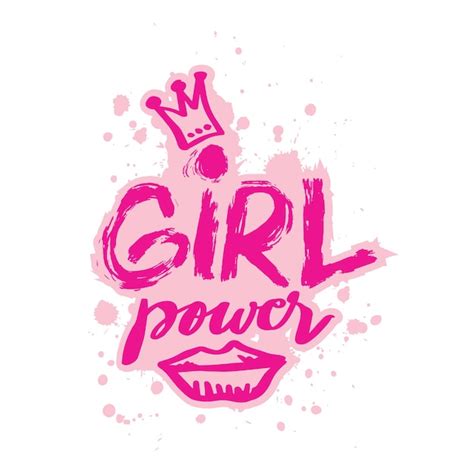 Girl Power Feminismo Lema Letras Dibujadas A Mano Vector Grunge