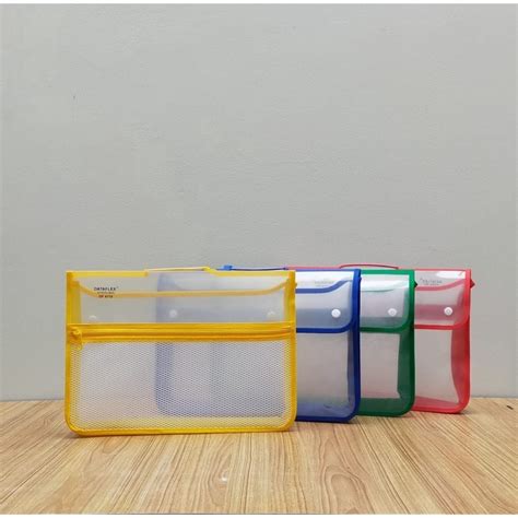 Jual Map Plastik Kancing 2 Jaring Uk Folio Zipper School Bag Map