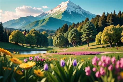 Fonds d écran fleurs de printemps dans les montagnes Photo Premium