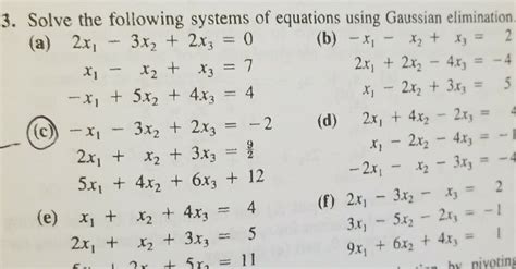 solved 3 solve the following systems of equations using