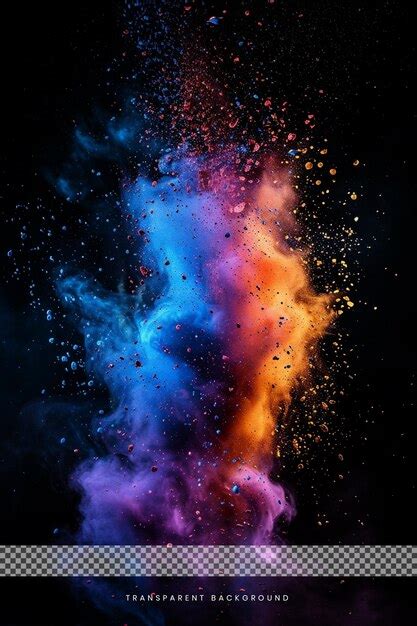 Premium Psd Colorful Paint Powder Explosion On Transparent Background