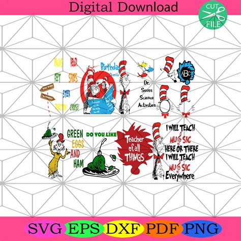 Dr Seuss Svg Bundle Dr Seuss Svg Cat In The Hat Svg Artofit