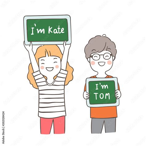 Vector Illustration Character A Girl And A Boy Holding Board And Write