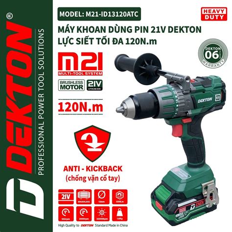 Máy khoan Pin Dekton M21 ID13120BL vuasi