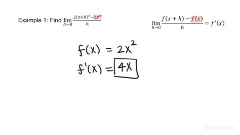 determining the limit of a function by recognizing an expression as the definition of the