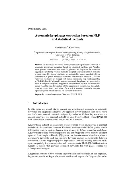 [pdf] automatic keyphrase extraction based on nlp and statistical methods