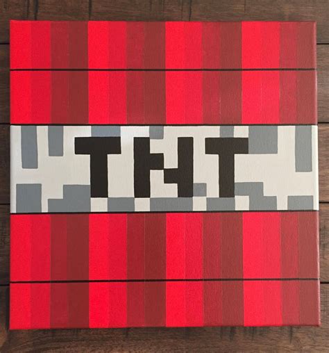 Hand Painted Pixel Art Tnt Inspired By Minecraft Etsy