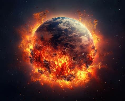 Premium AI Image Illustration Of The Planet Earth Burning Burning