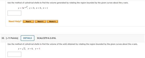Solved Use The Method Of Cylindrical Shells To Find The Chegg