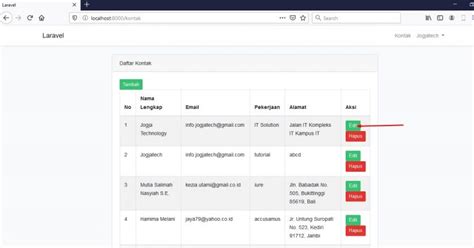 tutorial laravel 6x membuat crud edit dan update data di laravel web developer jogja