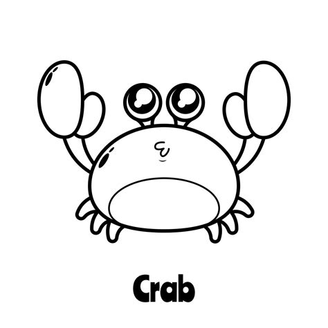 Coloring Page Of Cute Crab 12624586 Vector Art At Vecteezy
