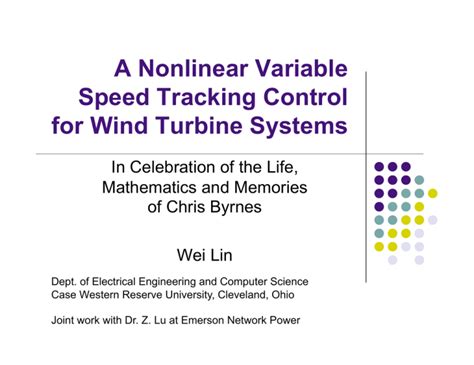 a nonlinear variable speed tracking control for wind turbine