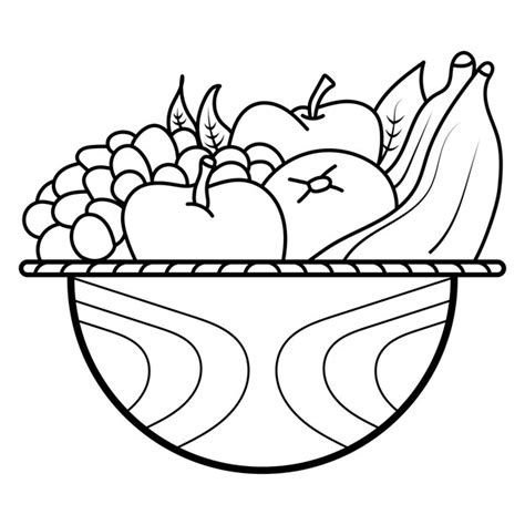 Cesta de frutas vectorial para colorear página para niños ilustración