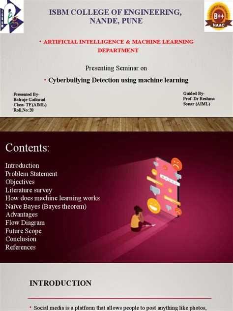 detection of cyberbullying using machine learning a presentation on identifying online