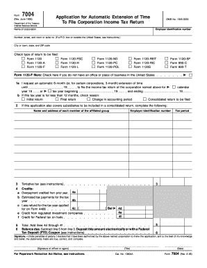 Fillable Online Irs Form 7004 Internal Revenue Service Irs Fax