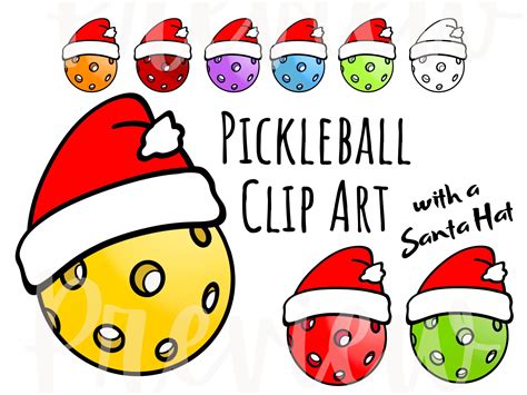 Holiday Pickleball Clip Art Bundle For Commercial Use With PNG Files