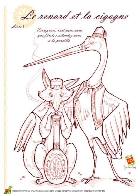 Dessin Le Renard Et La Cigogne Le Renard Et La Cigogne Aka Grue Fable