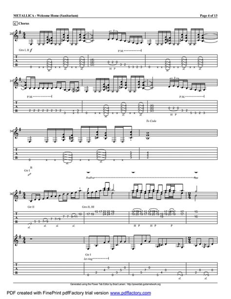 Metallica Welcome Home Sanitarium PDF